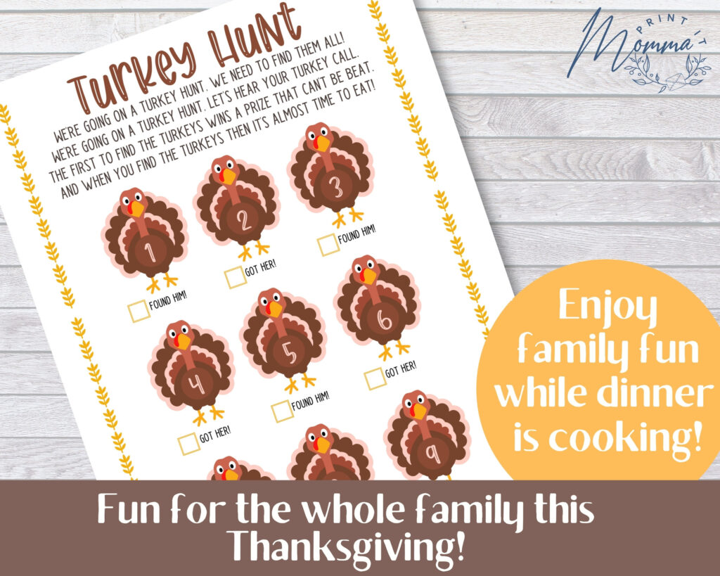 Turkey Scavenger Hunt Printable